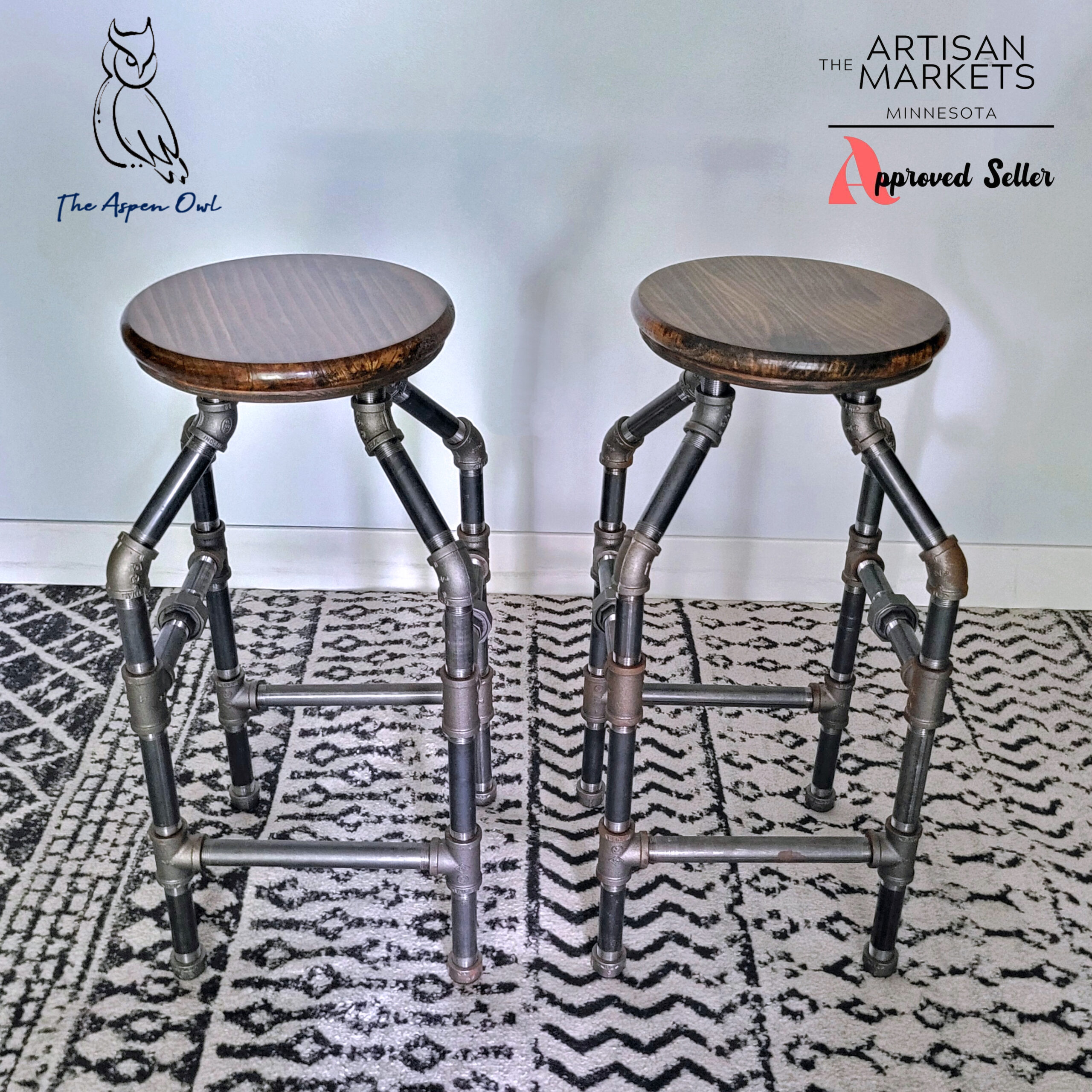 Handcrafted Industrial Style Stool Set – The Artisan Markets Furniture