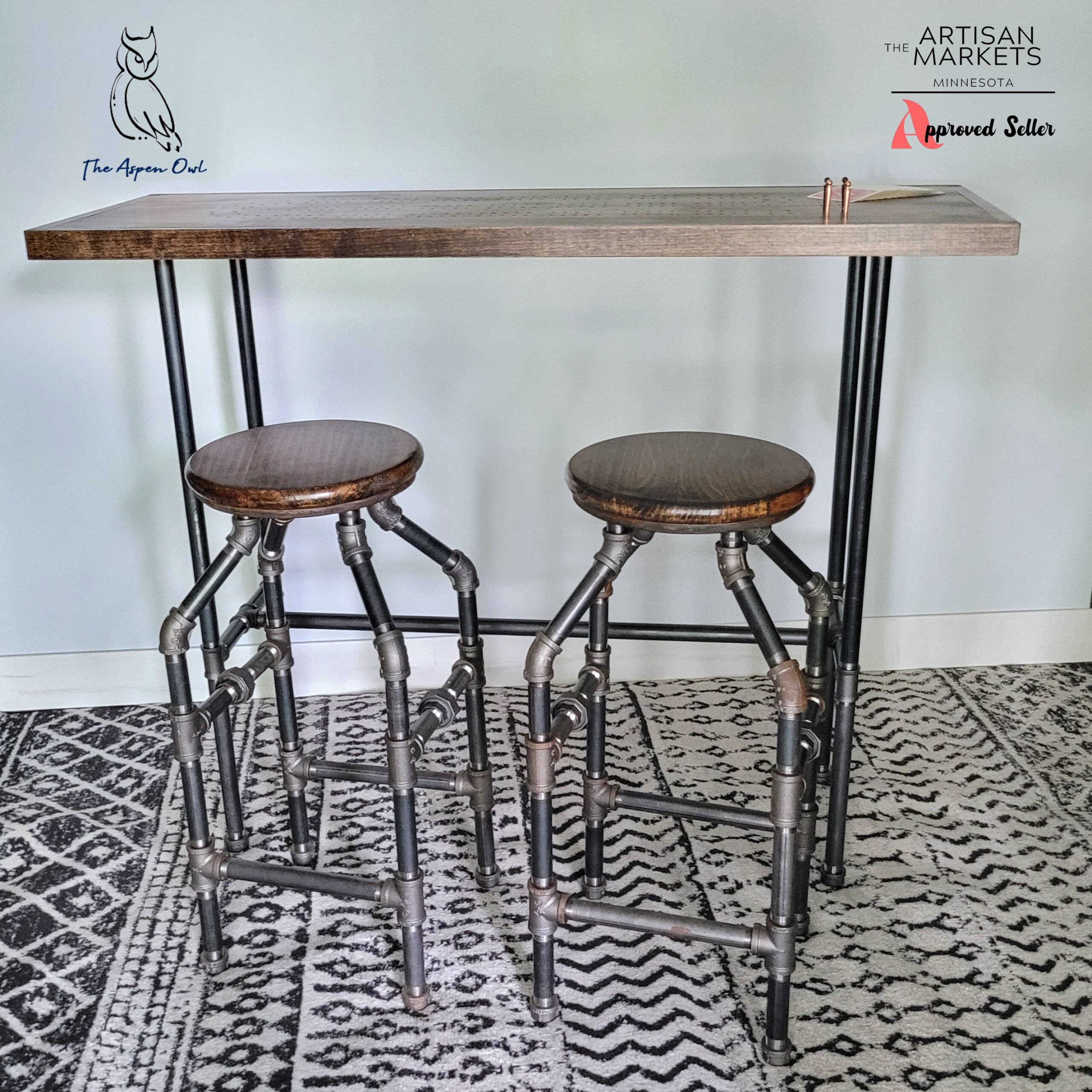 Handcrafted Industrial Style Cribbage Pub Table – The Artisan Markets ...