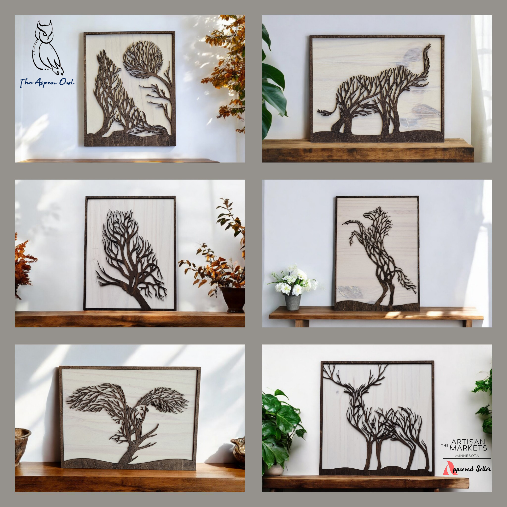 Tree Branch Animal Laser Cut Wood Art – The Artisan Markets Furniture